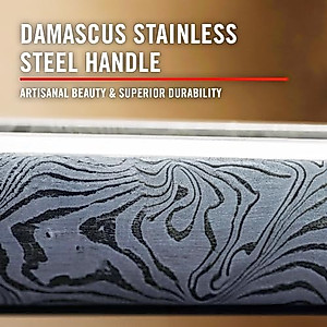 Coast Founder's Collection LX533 ORIGIN, Gentleman's EDC Folding Pocketknife, DAMASCUS Stainless-Steel Handle, Flipper Tab, Frame Lock, Pocket Clip, Black Nitride Stainless-Steel Blade