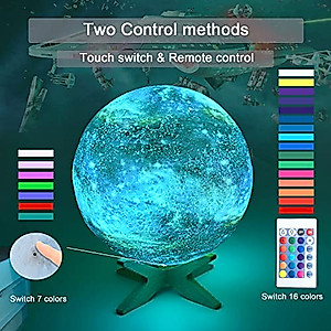 HYODREAM5.9' Moon Lamp Kids Night Light Galaxy Lamp 16 Colors LED Moon Light with Rechargeable Battery Touch & Remote Control as Birthday Gifts for Boys/Girls/Kids