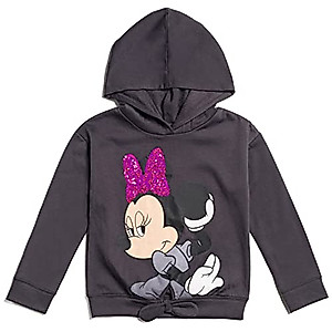 Disney Minnie Mouse Little Girls Pullover Fleece Hoodie and Leggings Outfit Set Gray 7-8