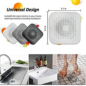 Hair Drain Catcher,Raised Square Shower Drain Covers with Suction Cup for Pop-up Stopper 2 Pack (White)