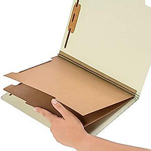 10 Letter Size Gray Green Classification Folders - 2 Divider - 2 Inch Tyvek Expansions - Durable 2 Prongs Designed to Organize Standard Medical Files, Office Reports - Letter Size, Green, 10 Pack