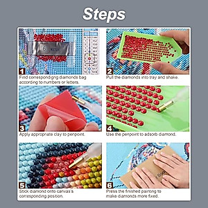 Stalente Diamond Painting Kits for Adults, Daisy 5D DIY Diamond Art Kits for Beginners Round Full Drill Diamond Painting for Home Wall Decoration Gift 12×12inch, Cow