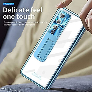 EAXER for Samsung Galaxy Z Fold 4 Case, Full Coverage Protection Plating Hinge Stand with S-Pen Anti-Drop Case Cover (Light Blue)