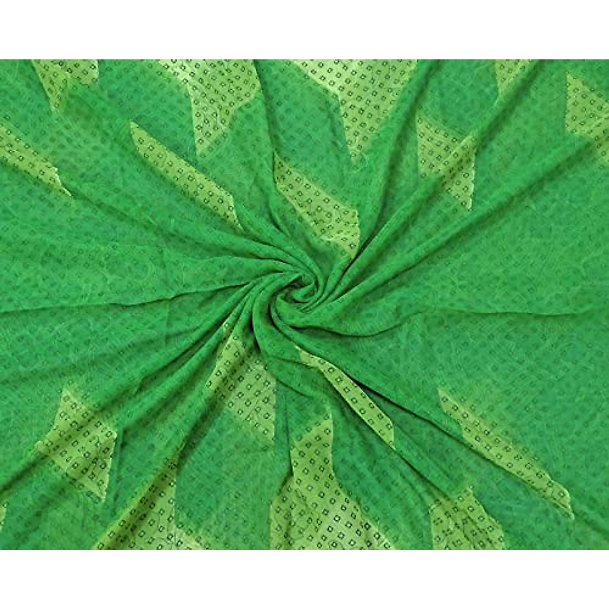 Peegli Vintage Green Saree Abstract Printed Curtain Drape Fabric Georgette DIY Craft Sari