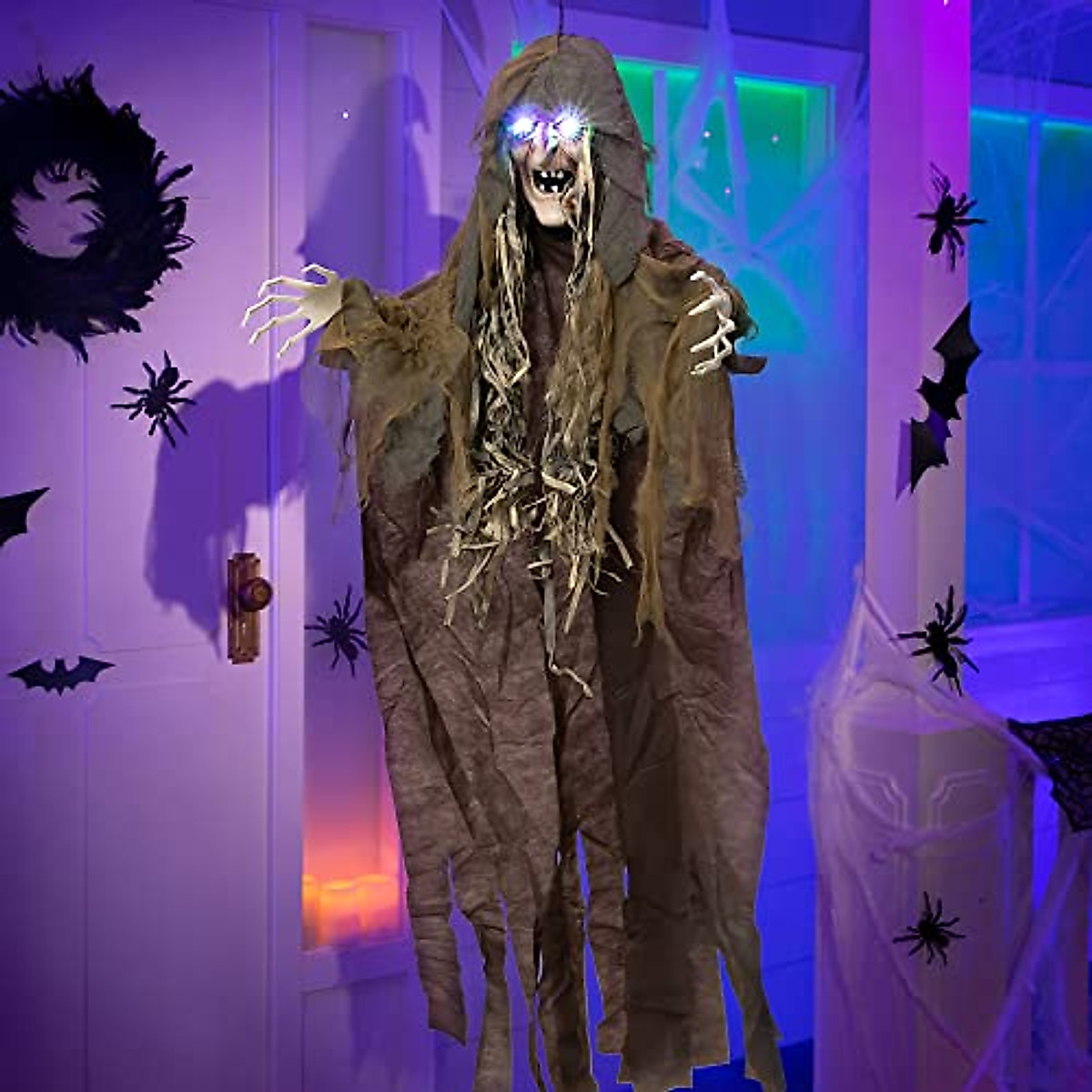 Creepy 63” Halloween Hanging Witch with Sound Activation