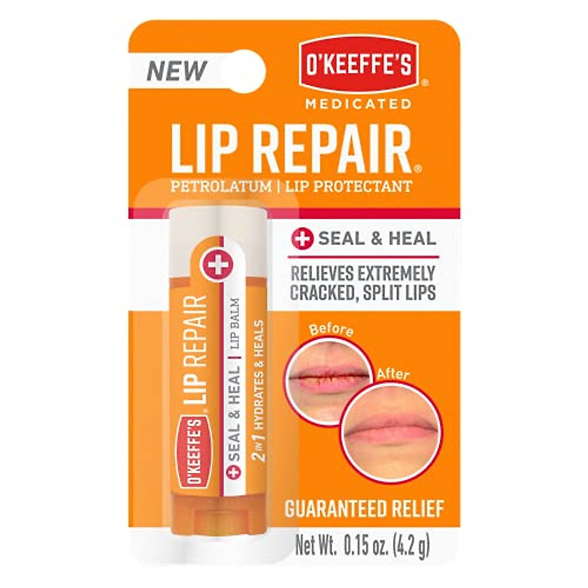 O'Keeffe's Medicated Lip Repair Seal & Heal Lip Protectant, Stick, (Pack of 2)