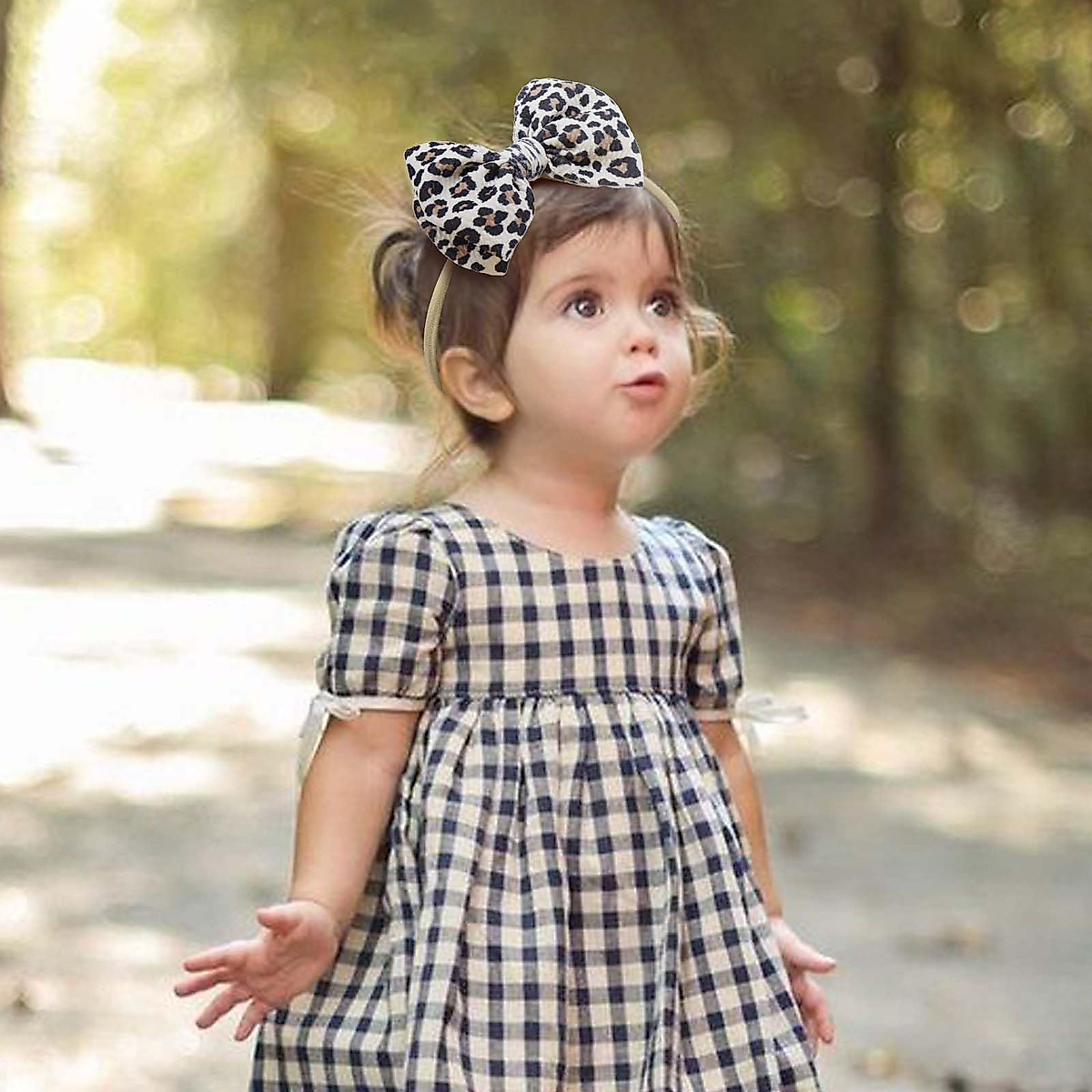 YanJie 3Pcs 4.5" Nylon Hairband for Baby Girls Newborn - Leopard Football Camo Printed Hair Accessories