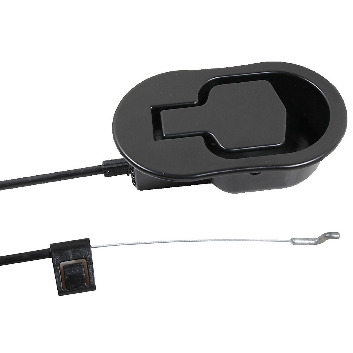 Aluminum Metal Pull Recliner Handle 4-3/8" by 2-5/8" with Cable that has a S/Z Hook Exposed Cable Length (4.75") Total Length is Medium at 36.25