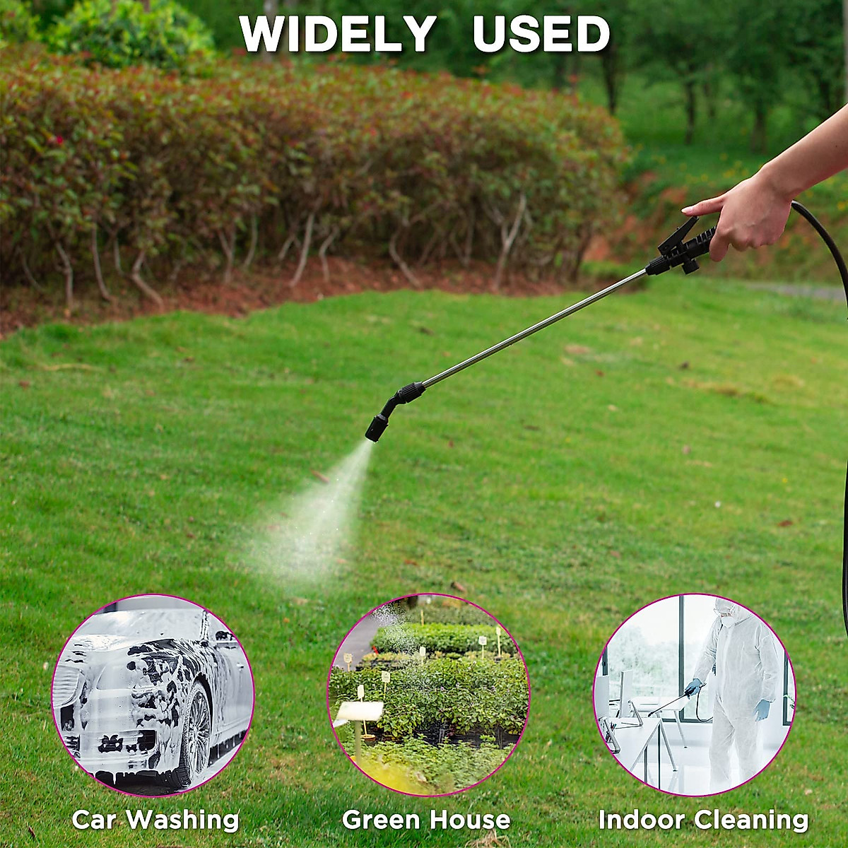 Pump Sprayer Set 1.35 Gallon, ThinkLearn Pressure Sprayer in Lawn & Garden, with Gloves, Measuring Cup and Spare Parts, Portable Hand Sprayer for Yard, Plant Water and Cleaning, 5L Pink