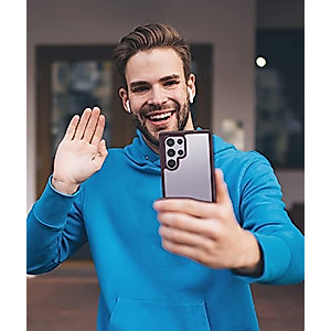 FNTCASE for Samsung Galaxy S22-Ultra Case: Full Drop Proof Protection Translucent Cases | Matte Textured Shockproof Protective Bumper | Rugged Hard Cell Phone Cover for Galaxy S22Ultra 5G