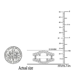 Dazzlingrock Collection 1.75 Carat (ctw) Round Lab Grown Diamond Ladies Wedding Enhancer Guard Double Ring, 18K White Gold, Size 6
