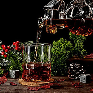 Grenade Whiskey Decanter with 2 Whiskey Glasses Set (New-tech Super Lightweight) and Wood Base-for Liquor, Scotch, Bourbon, Vodka, Wine, Brandy, Limited Edition Gifts for Men-1000ml