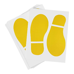 10 Pairs 20 Prints Yellow Adults Size Shoes Footprint Stickers Decals for Floor Wall Stairs to Guide Directions, 10 Inch