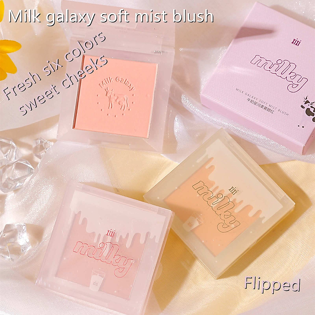 Blush Palette, Milk Galaxy Soft Mist Blush Monochrome Blush Palette Matte Vitality Nude Makeup Rouge Repair Blush Portable Daily Light Makeup Pink Tender Girl Beautiful Woman (Taro paste)