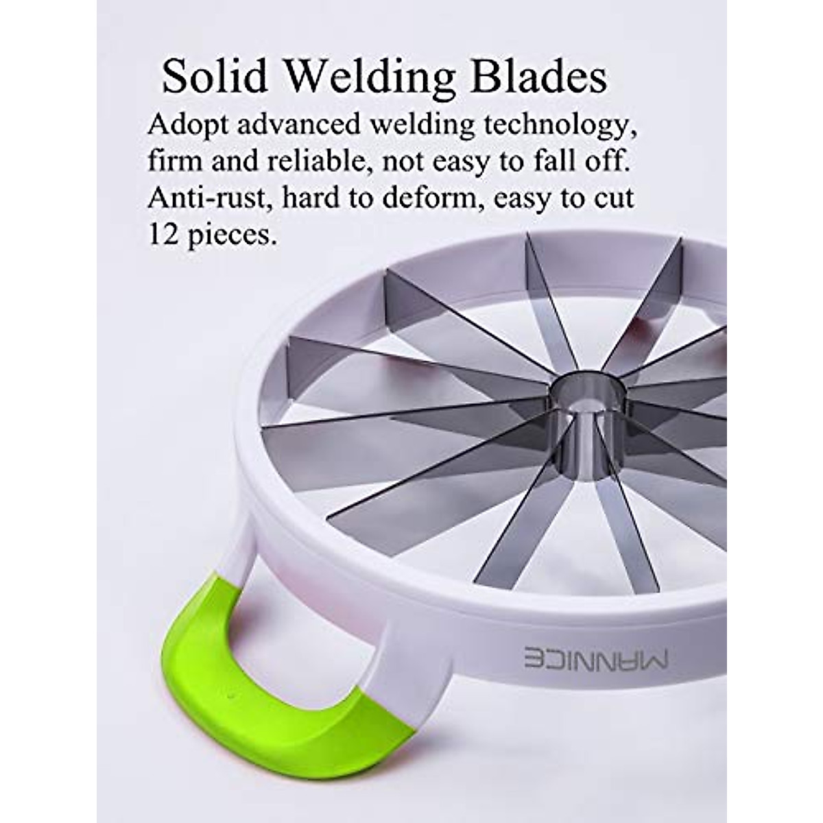 Extra Large Watermelon Slicer Cutter Comfort Silicone Handle,Home Stainless Steel Round Fruit Vegetable Slicer Cutter Peeler Corer Server for Cantaloup Melon,Pineapple,Honeydew,Get 12,As Seen On TV