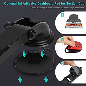 Car Dashboard & Windshield Tablet Mount Holder, 360° Rotation Window Dash Stand for iPad Pro 12.9/11/10.5/9.7/Air/Mini, Samsung Galaxy Tab, 4.7-12.9" Tablets & Phone, TPU Suction Cup Sticky Gel & Pad