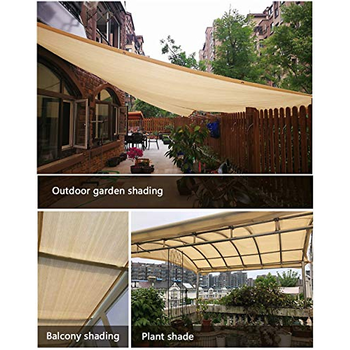NIANXINN Beige Sun Shade Sail Canopy Awning,90% UV Block Insulation Breathable Rectangle Shade Cloth Net,Commercial and Residential Sunblock Mesh,for Patio Garden Outdoor Facility (1x4m(3 * 13ft))