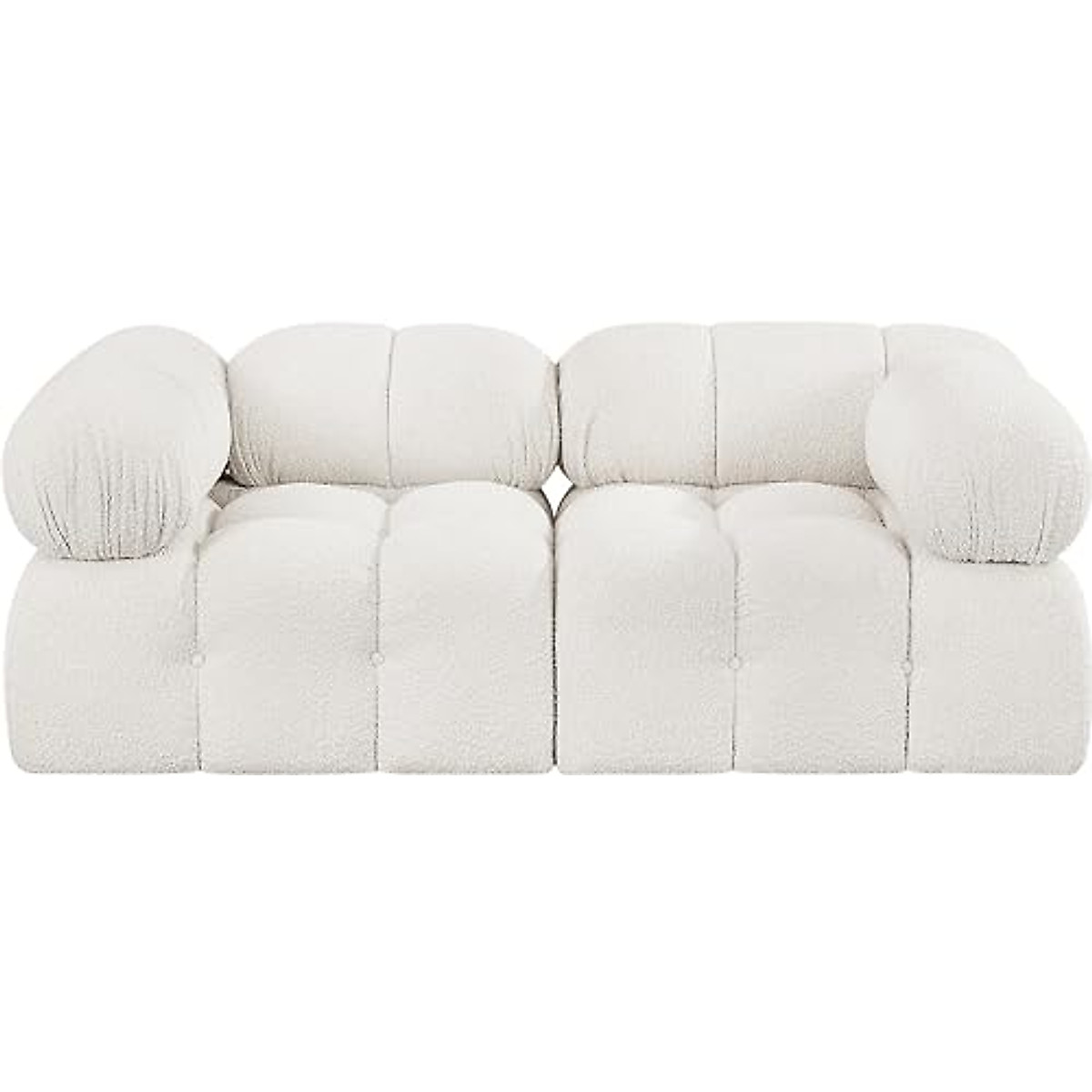 Meridian Furniture 611Cream-S68A Ames Collection Modern | Contemporary Modular Sofa with Rich Cream Boucle Fabric, Modular to Create Infinite Configurations, 68" W x 34" D x 28" H, Cream