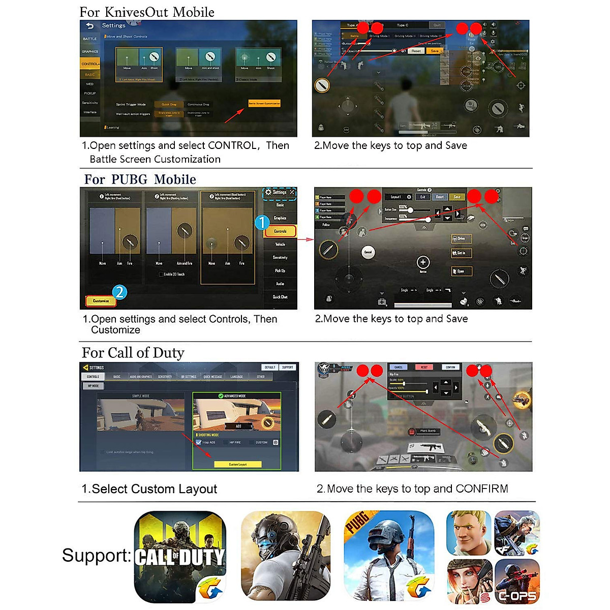 4 Trigger Mobile Game Controller with Cooling Fan for PUBG/Call of Duty/Fortnite [6 Finger Operation] YOBWIN L1R1 L2R2 Gaming Grip Gamepad Mobile Controller Trigger for 4.7-6.5" iOS Android Phone