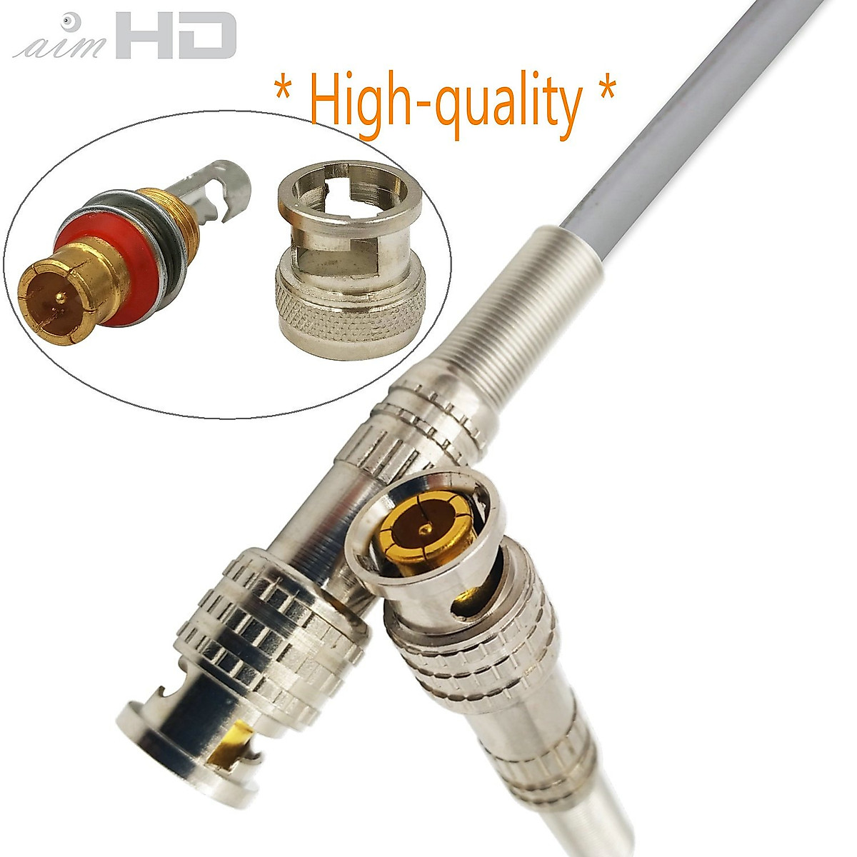 AIMHD 20 Pack BNC Male Connectors RG59 RG6 Coaxial Terminal Gold-Plated Screw On for CCTV Security Video Surveillance Camera Cables