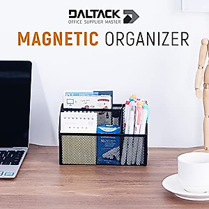 DALTACK Magnetic Pencil Holder Magnetic Shelf for the Whiteboard 3-Grid Mesh Magnetic Pen Holder for Refrigerator Magnetic Organizer Locker Accessories Organizer for Home, School and Office, Black