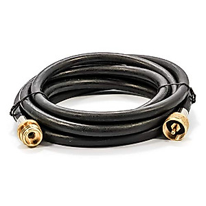Camco Propane Brass 4 Port Tee- Comes with 5ft and 12ft Hoses, Allows for Connection Between Auxiliary Propane Cylinder and Propane Appliances (59123) , Black
