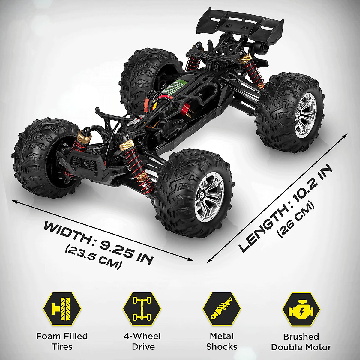 LAEGENDARY Remote Control Car, Hobby Grade RC Car 1:16 Scale Brushed Motor with Two Batteries, 4x4 Off-Road Waterproof RC Truck, Fast RC Cars for Adults, RC Cars, Remote Control Truck