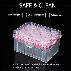96pcs 200uL Filtering Pipette Tips - Four E's Scientific Universal Filter Pipettor Tips 200ul Racked Non-pyrogenic DNAse/RNAse Free Autoclavable 1 Rack 96 Tips