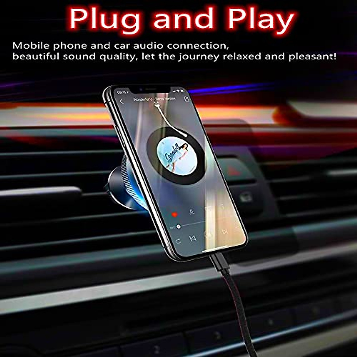 Male-Male RCA Audio Aux Cable, Stereo Y Splitter Red and White Cord Jack Adapter, Compatible with iPhone/iPod/iPad Connect to Car, Amplifiers, Home Theater, Speaker and More(3.6ft), Black