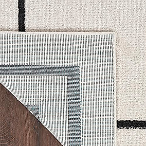 Nourison Essentials Indoor/Outdoor Ivory/Black 3' x 5' Area -Rug, Easy -Cleaning, Non Shedding, Bed Room, Living Room, Dining Room, Backyard, Deck, Patio (3x5)