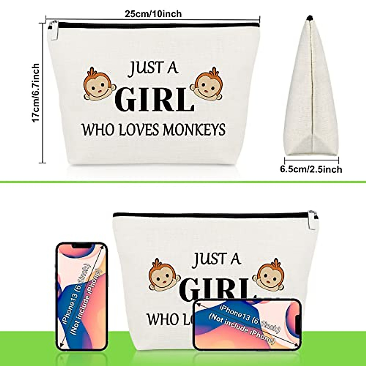 Funny Monkey Gifts for Girls Makeup Bag Animal Lover Gifts for Women Monkey Lover Gifts Birthday Gifts for Best Friend Sister Teen Cosmetic Bag Monkey Themed Gift Pouch Christmas Thanksgiving Gifts