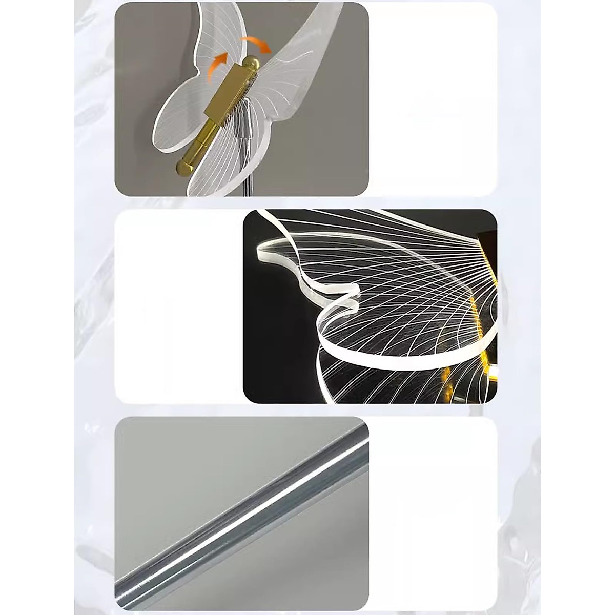 GRFIT Bedside Night Stand Lamp Butterfly Crystal Table Lamp Decorative Night Lamp USB Plug-in Dimmable Bedroom Bedside Desktop Arrangement Acrylic Desk Lamp (Color : B)