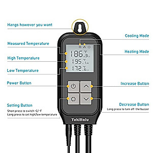 YukiHalu Smart Digital Temperature Controller, 2 Smart Electrical Outlets with Heating and Cooling Modes, for Homebrew Fermentation Breeding Incubation Greenhouse, Reptile and Aquarium