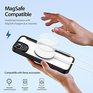 Algasan DUX DUCIS Strong Magnetic Wireless Charging Wallet Case for iPhone 14 Plus Compatible with Magsafe,360 ° Full Protection Flip Cover with Cards-Cash Slots Clear Back Cover Shell