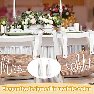 Vercraft 4 Pcs Leather Sign Straps for Hanging Sign Leather Curtain Rod Holder Leather Straps Hanger for Engagement Sign Wedding Sign Welcome Sign Event Display Seating Chart Ceremony Frame (White)