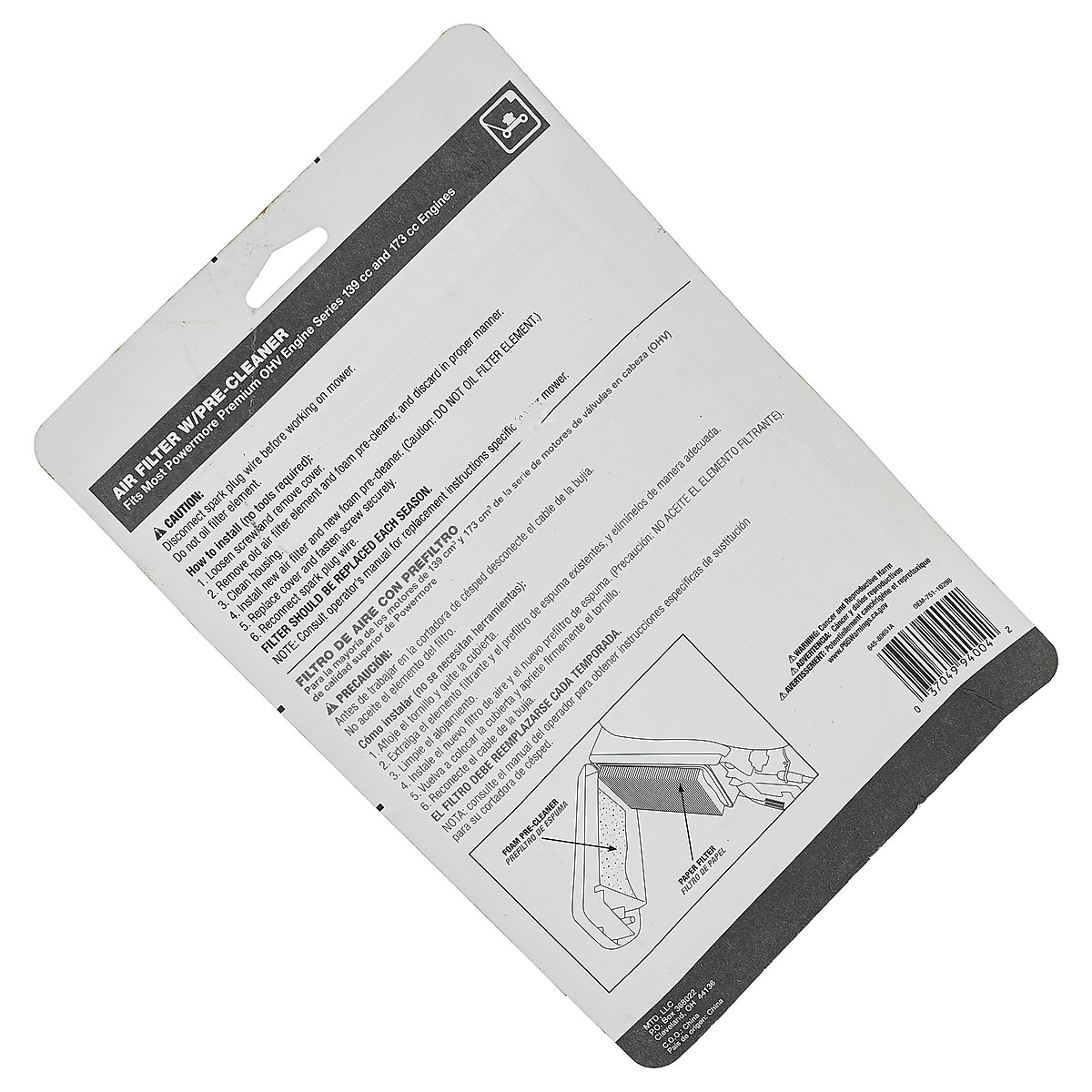 CUB CADET 951-10298 Air Cleaner Kit CC500 CC550 SC100 SC500 CC46ES CC98M Mowers
