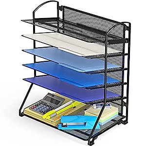 SimpleHouseware 6 Trays Desktop Document Letter Tray Organizer, Black