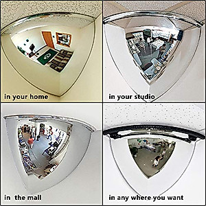 StartFine Quarter Dome Mirror Security and Safety Mirror (1/4 dome, 90 Degree Viewing Angle)