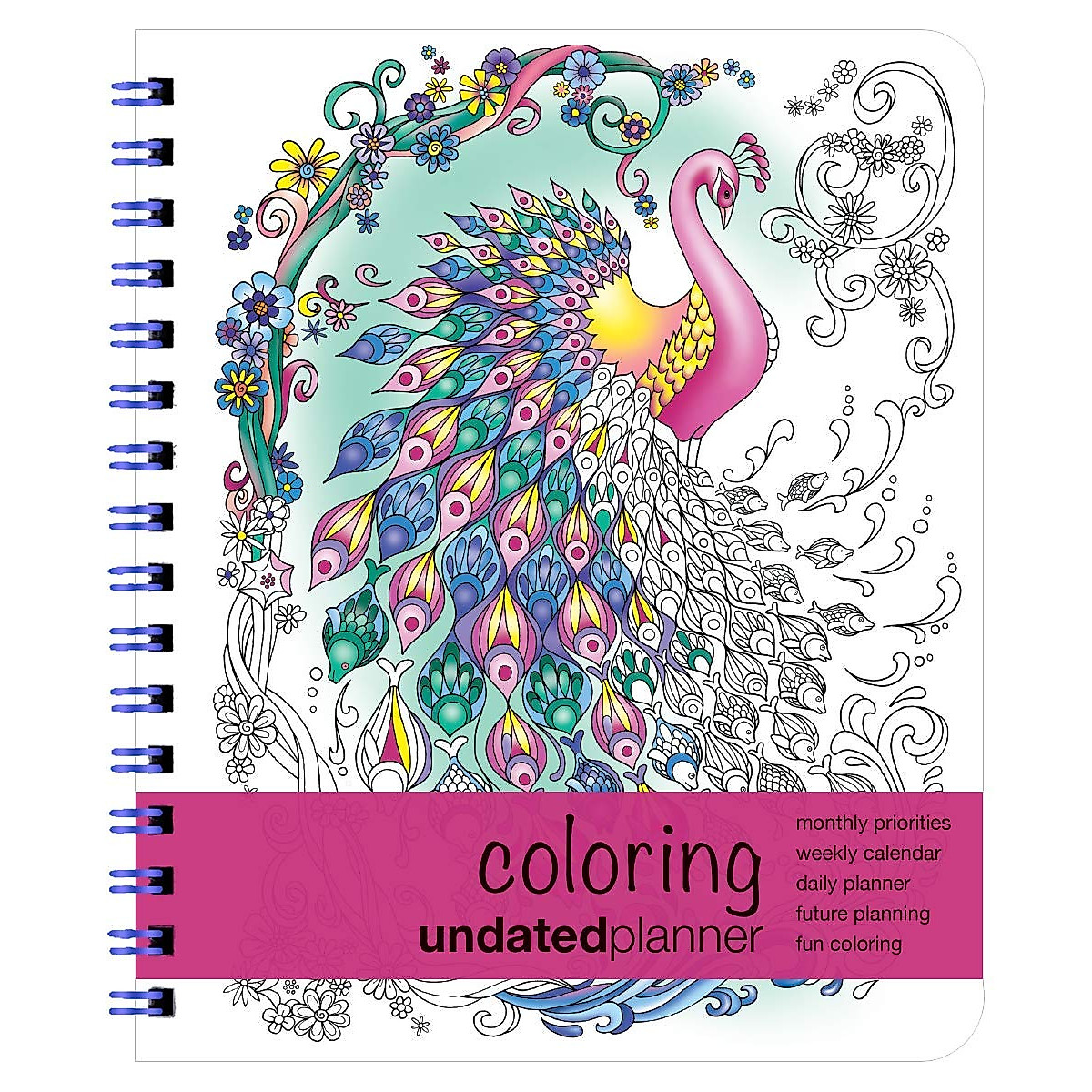 Undated Coloring Planner (6.625x9) Medium - Weekly & Monthly Organizer, Appointment Schedule, Goals and Notes