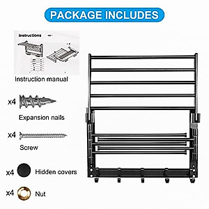 Laundry Clothes Drying Rack, Foldable Wall Mounted Drying Rack, Swivel Towel Rack with 5 Coat Hooks & 7 Swing Arms, Space Aluminum Drying Rack for Laundry Room Organization and Bathroom (Silver 7rods)
