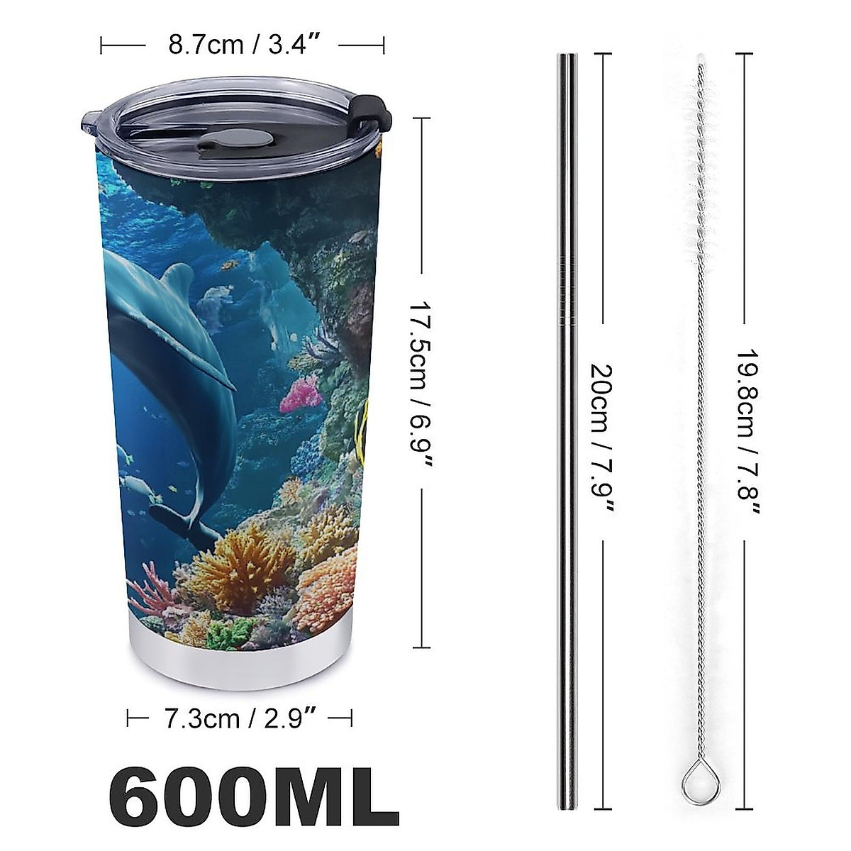 zxxpensy 20 Oz Tumbler Travel Cup Cute Beagle Dog with American Flag Water Bottle, Stainless Steel Vacuum Insulated Coffee Mug with Straw Lid And Cleaning Brush