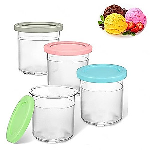 VRINO Creami Pints and Lids - 4 Pack, for Ninja Creamy Pints and Lids, Pint Containers with Lids Bpa-Free,Dishwasher Safe for NC301 NC300 NC299AM Series Ice Cream Maker
