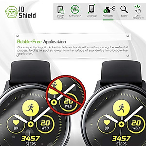 IQShield Screen Protector Compatible with Samsung Galaxy Watch Active (Galaxy Watch Active2 40mm) (6-Pack) Anti-Bubble Clear TPU Film