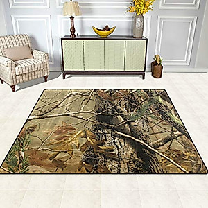 Hunting Camo Area Rug 5'x 7', Educational Polyester Area Rug Mat for Living Dining Dorm Room Bedroom Home Decorative