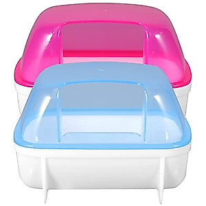 POPETPOP Hamster Sand Bath - Dust Bath Hamster Bathroom Bath Sand Room Sauna Toilet Sandbox 2 Pack, 12.5 x 9 x 9cm
