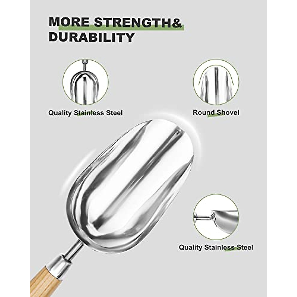 Soil Scoop Garden Tool Garden Dirt Scooper Hand Shovel for Planting Gardening Composting Potting Transplanting Filling Bird Feeders Stainless Steel Bonsai Soil Scoop Plant Shovel with Hardwood Handle