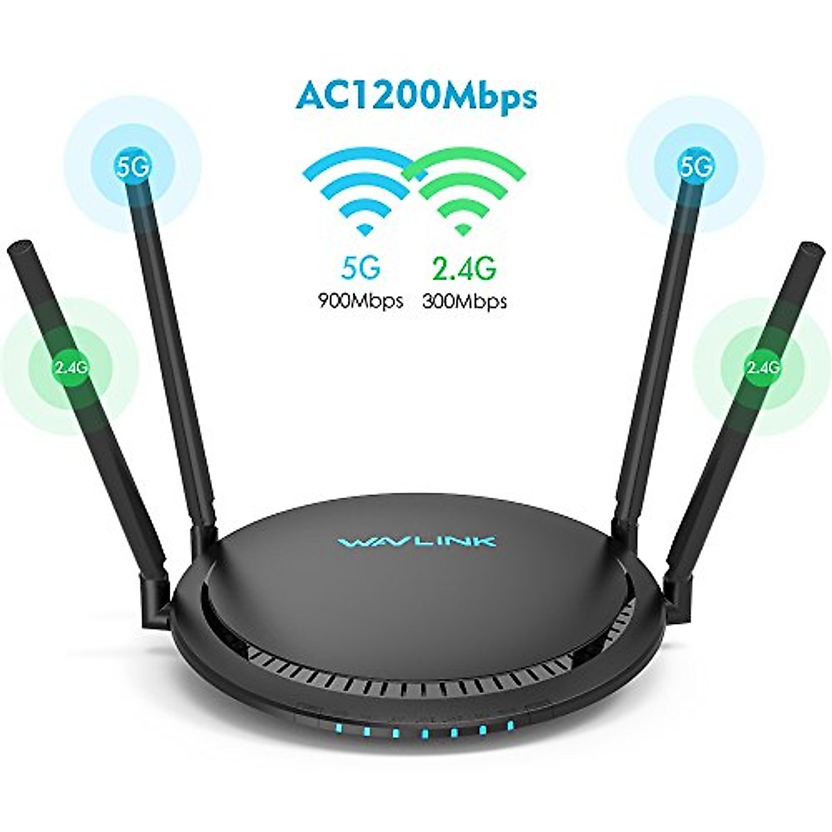 WAVLINK AC1200 Smart Gigabit WiFi Router-Dual Band MU-MIMO Wireless Internet Router with 4X Antennas for Online Game & HD Video,Patented TouchLink,More Reliable Long Range Coverage