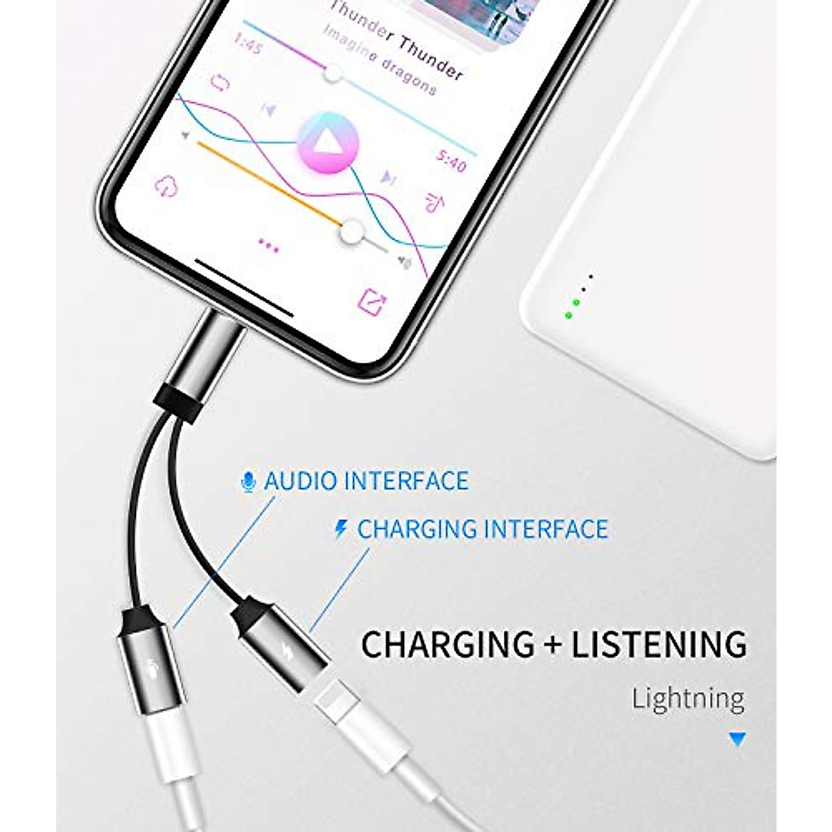 Apple MFI Certified Headphone Adapter Lightning to Audio Jack Charger Extender Earphone Charging Splitter Compatible with Iphone 11 12mini pro max xs xr x se2 7 8plus for Ipad Air Cord Cable Converter