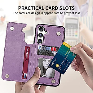 YWKJ Compatible with Samsung Galaxy A54 5G Case Wallet with Card Slot Butterfly Embossing Flip Leather Magnetic Clasp Protective Phone Case for Samsung Galaxy A54 Case Wallet(Purple-6.4 inch)