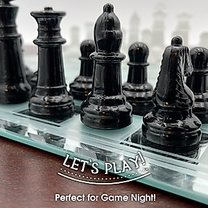 Avant-Garde Black Frosted Glass Chess Set with Mirror Board